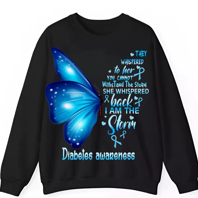 Diabetes Awareness PNG | Blue Butterfly I Am the Storm Quote ...