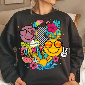 Retro Summer Vibes PNG, Smiley Face Clipart, Digital Sublimation File ...