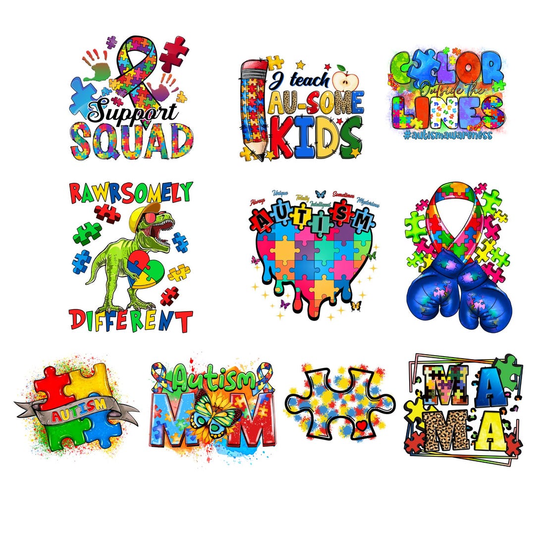 Autism Bundle Png, Autism Puzzle Png, Autism Awareness Sublimation ...