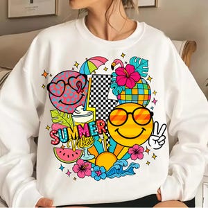 Retro Summer Vibes PNG, Smiley Face Clipart, Digital Sublimation File ...