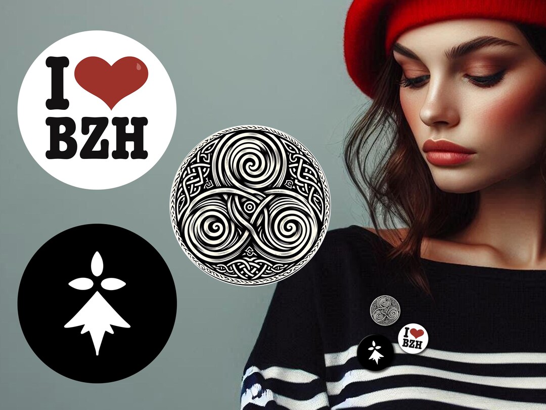 Brittany Badge, I Love BZH, Triskell or Breton Ermine, 6 Badge Formats ...