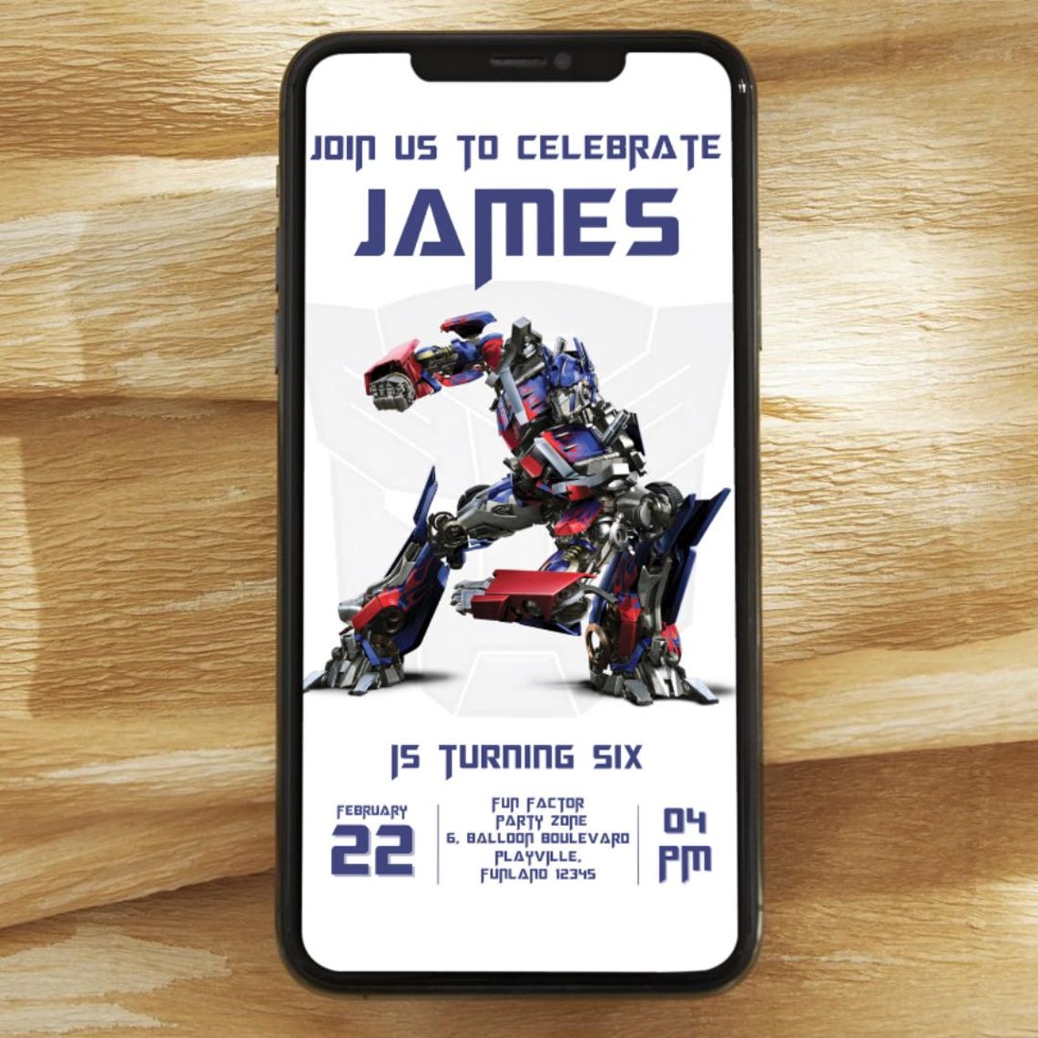 Transformers Party, Optimus Prime Invite, Autoboots Party Invitation ...