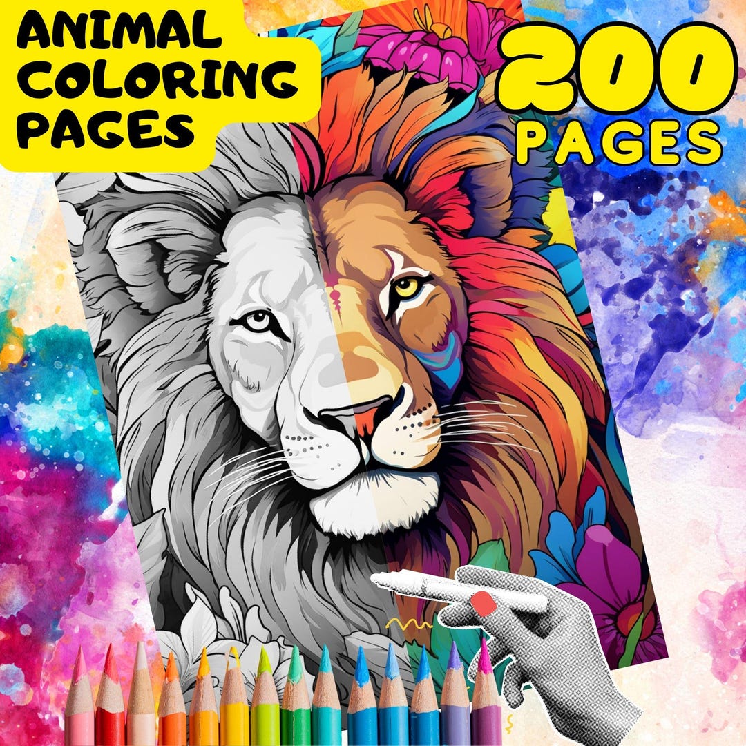 200 Safari Animals Coloring Book: Adult & Kids Printable Pages (PDF) - Etsy