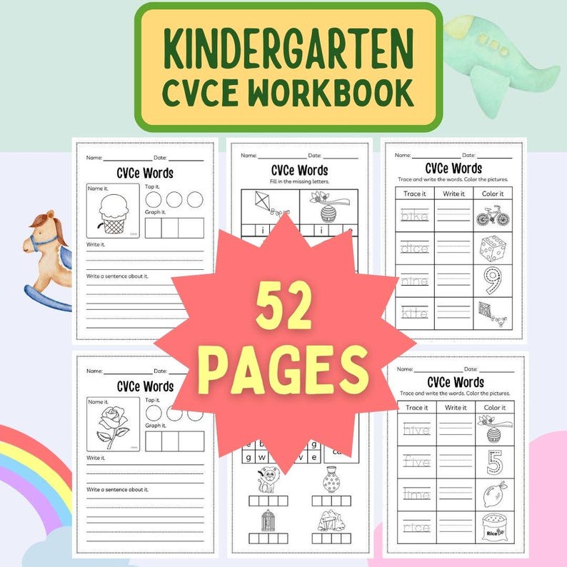 Kindergarten CVCE Workbook - Etsy