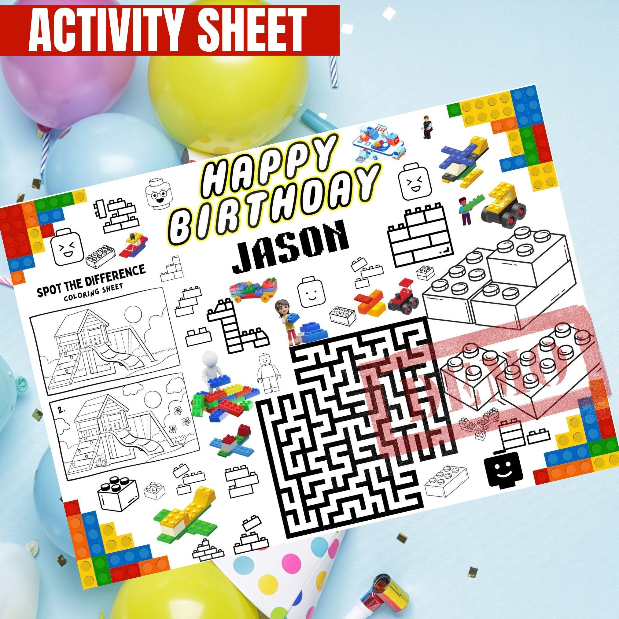 Personalized Birthday Party Activity Sheet for Kids, With Child's Photo ...