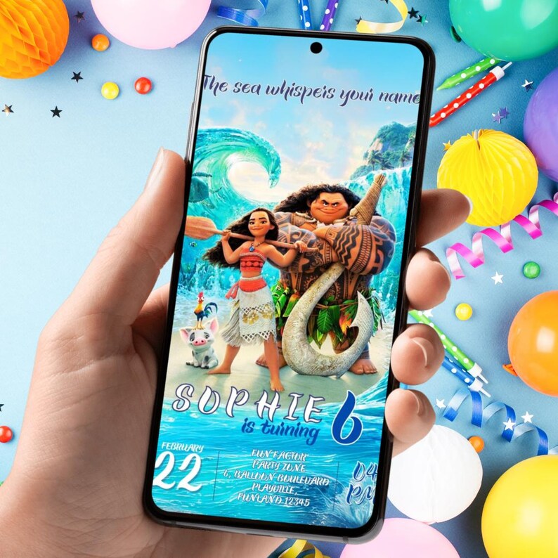 Editable Moana Birthday Invitation, Moana Birthday Invitations, Moana ...