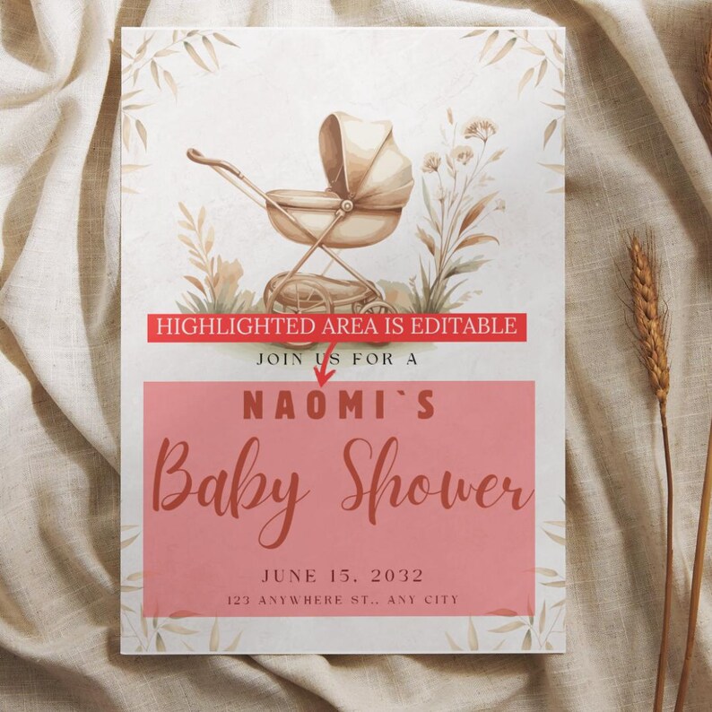 Baby Shower Invitation Digital Download, Baby Shower Invite Printable ...