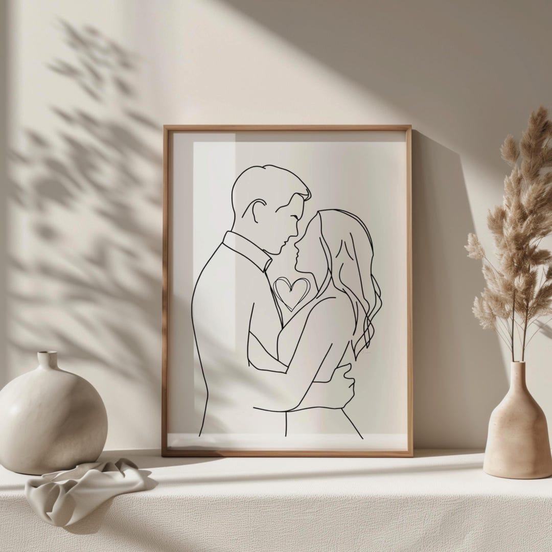 Love Sketch Minimalist Modern Gallery Wall Decor, One Line Art Print ...