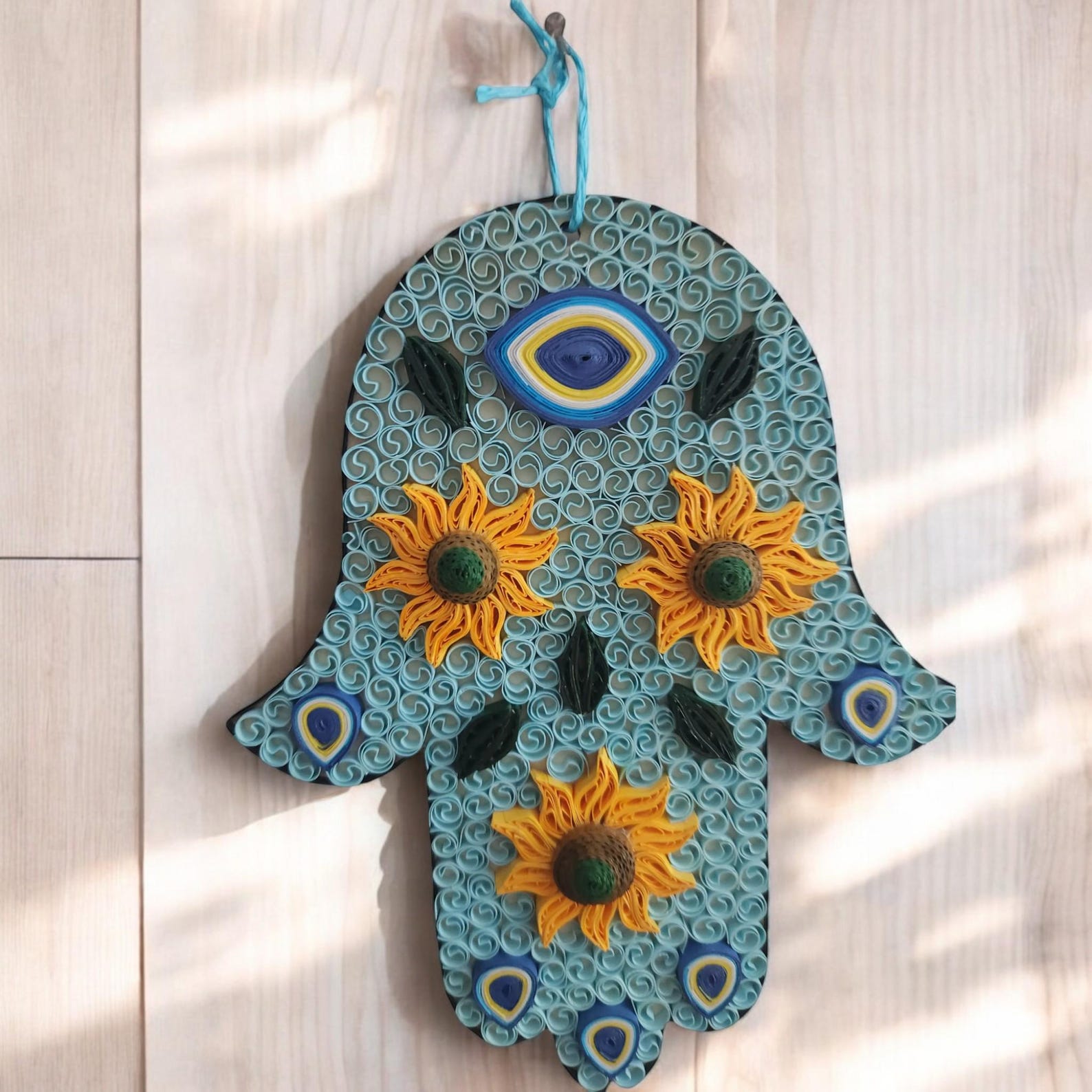 Hamsa Hand Quilling Art With Evil Eye Blessings for Your Home Gift for ...