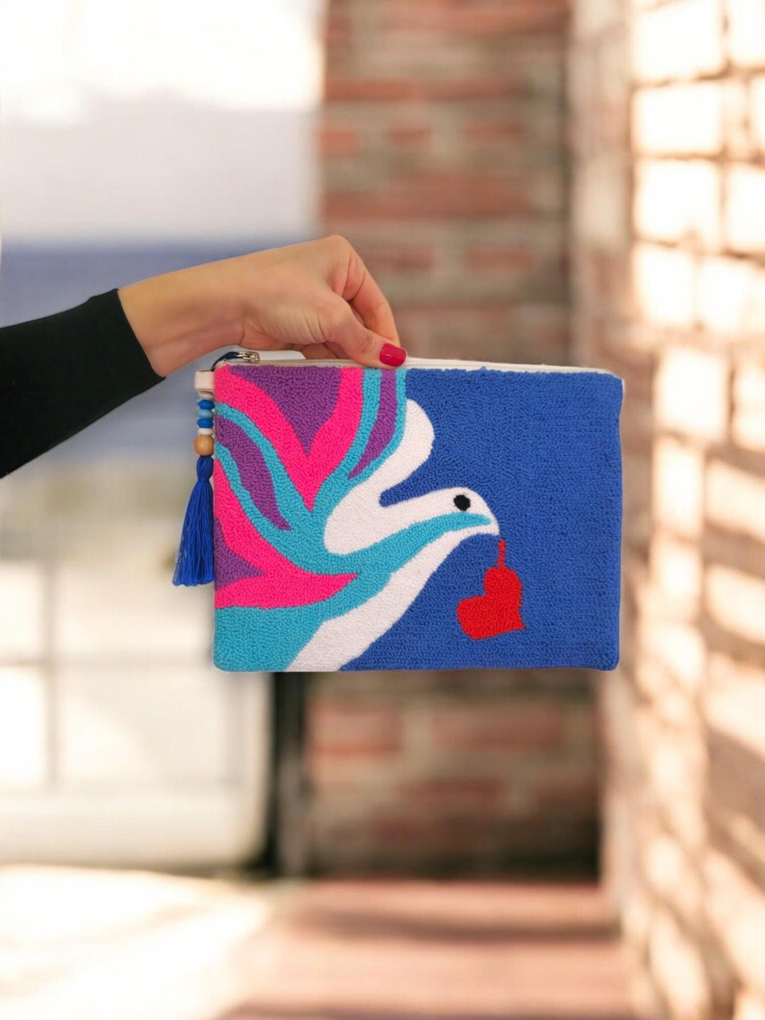 Colorful Punch Needle Pattern Pigeon Handbag Girl for Best Friend ...