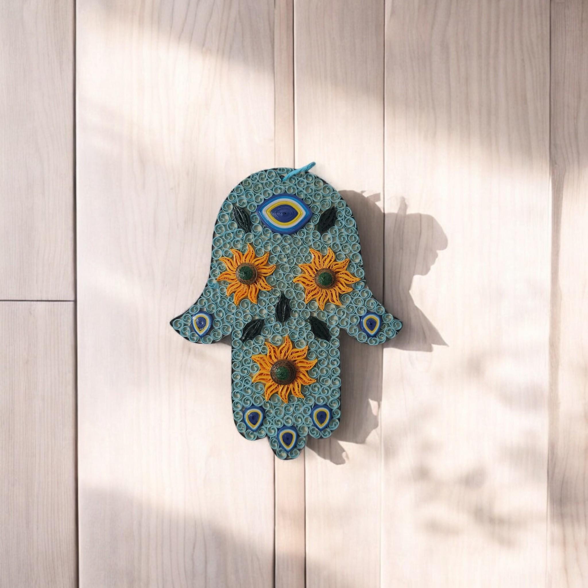 Hamsa Hand Quilling Art With Evil Eye Blessings for Your Home Gift for ...