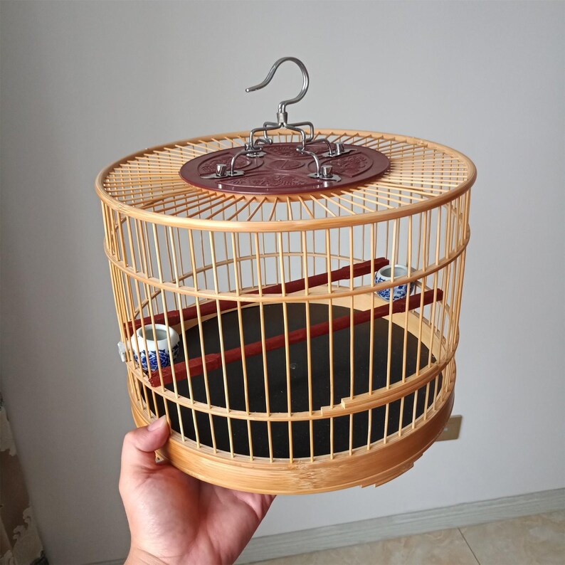 Handcrafted Wooden Round Birdcage - Decorative Rustic Bird Cage ...
