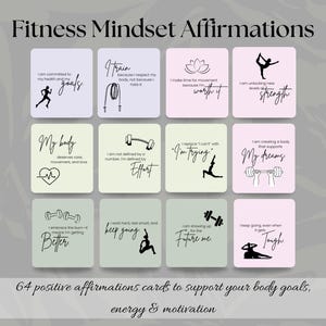 64 Fitness Affirmation Cards, Strength & Focus Boost Cards ...