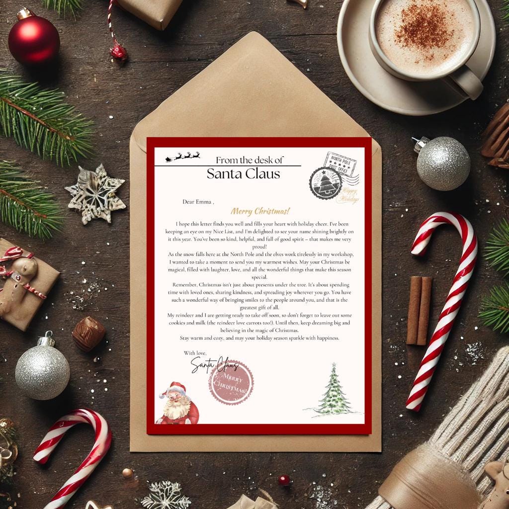 Editable Santa Letter PDF - Instant Download, Printable Christmas ...