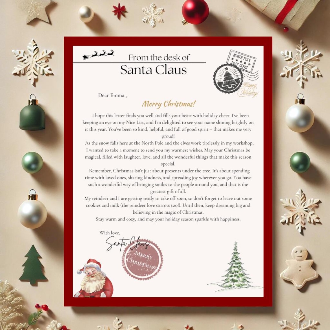 Editable Santa Letter PDF - Instant Download, Printable Christmas ...