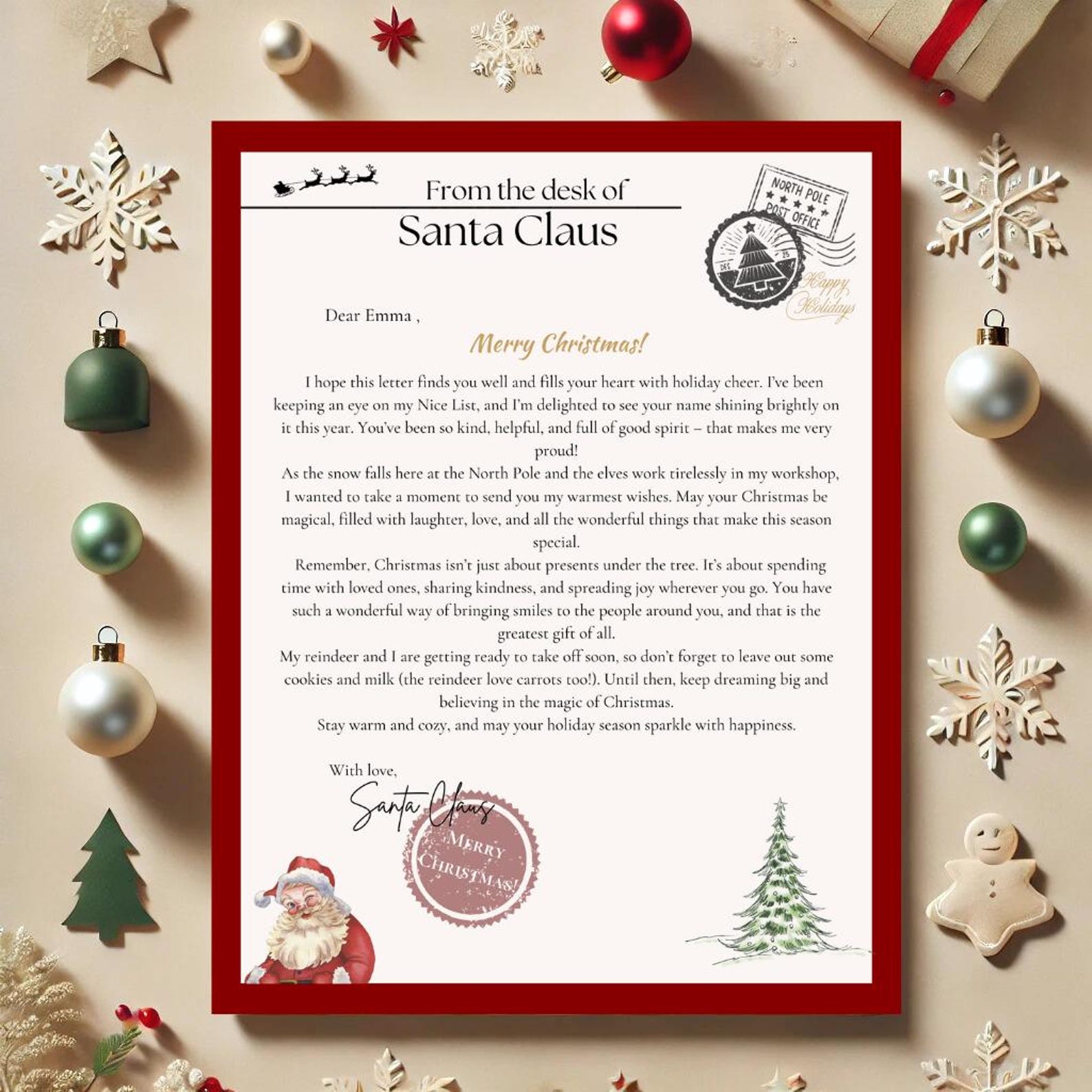 Editable Santa Letter PDF - Instant Download, Printable Christmas ...