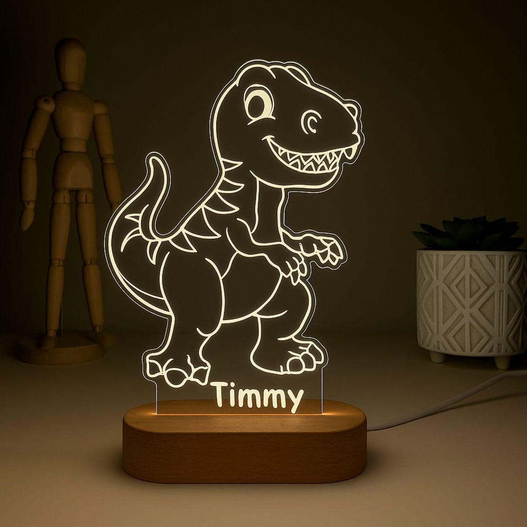 Personalized T-rex Dinosaur Night Light: Nursery Decor, Kids Birthday ...