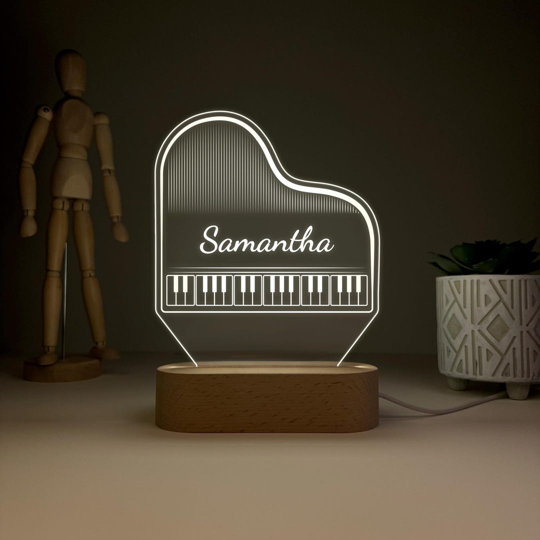Custom Grand Piano Night Light, Personalized Name Night Light, Grand ...