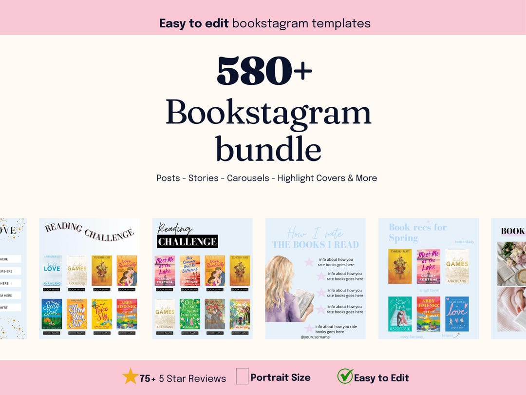 Bookstagram Template Instagram for Canva | Editable Bookstagram Post ...