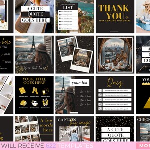 Black Instagram Templates for Canva | Aesthetic Black Instagram ...