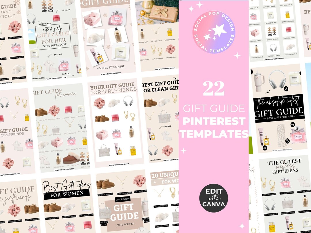 Editable Canva Pinterest Gift Guide Templates | Holiday Gift Guide ...