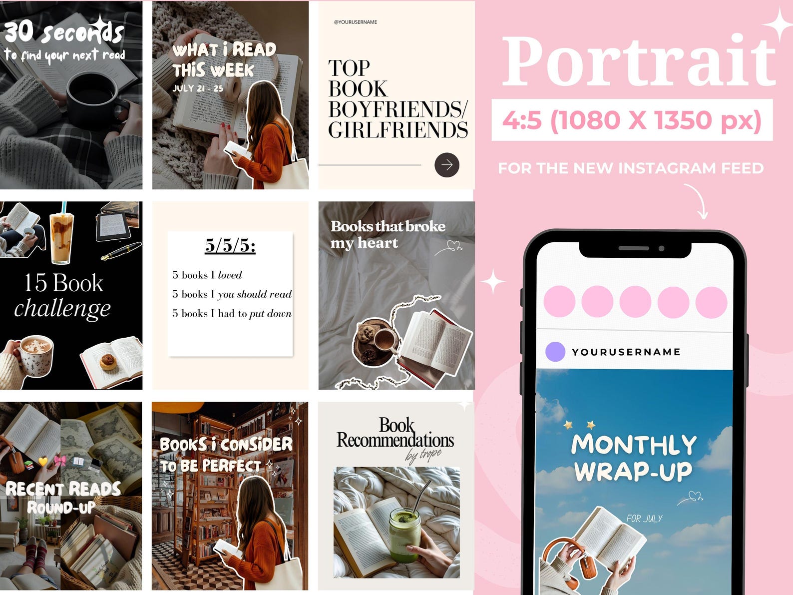 100 Bookstagram Carousel Post Templates, Bookstagram Templates ...