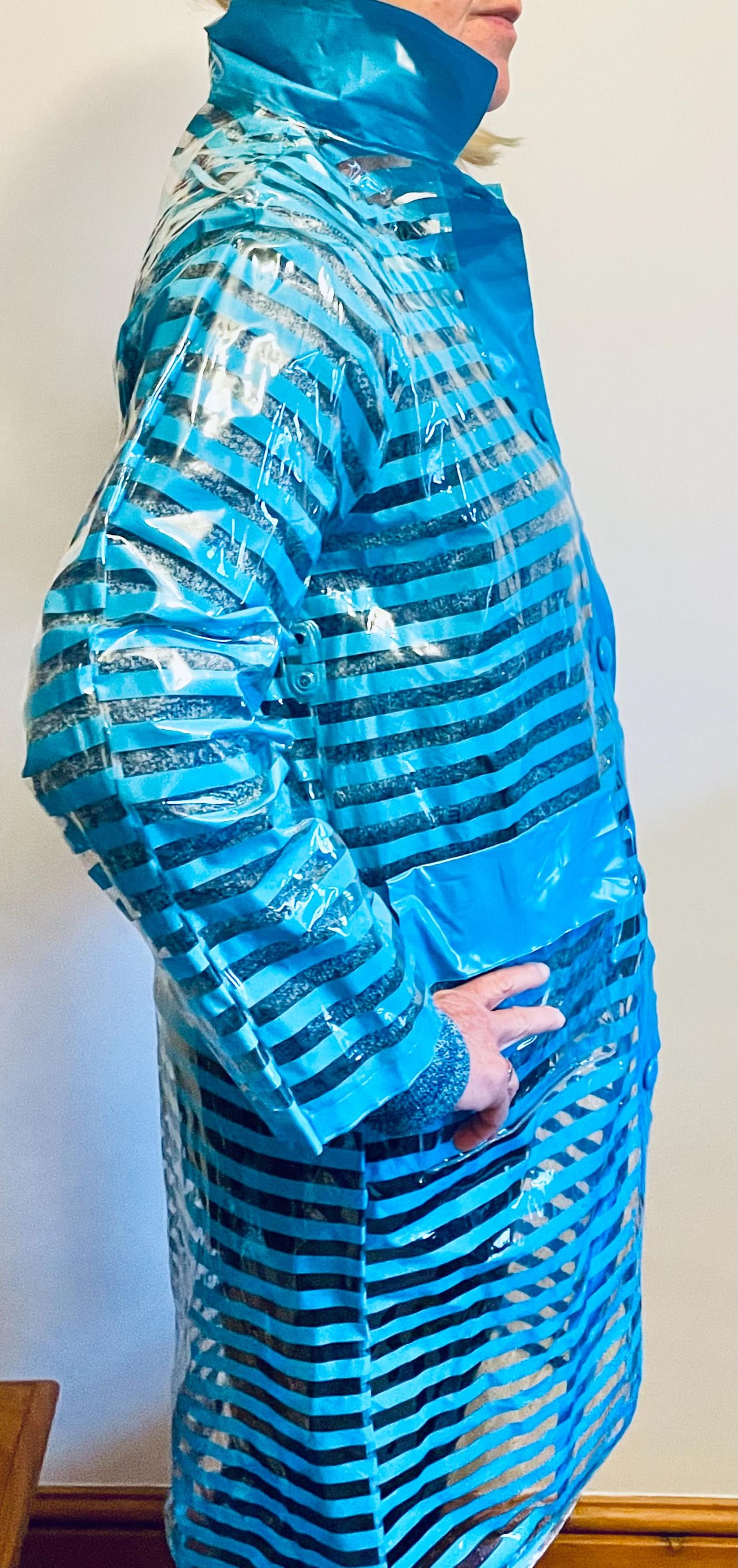 Vintage 70s Clear Blue Striped Vinyl Raincoat - Etsy