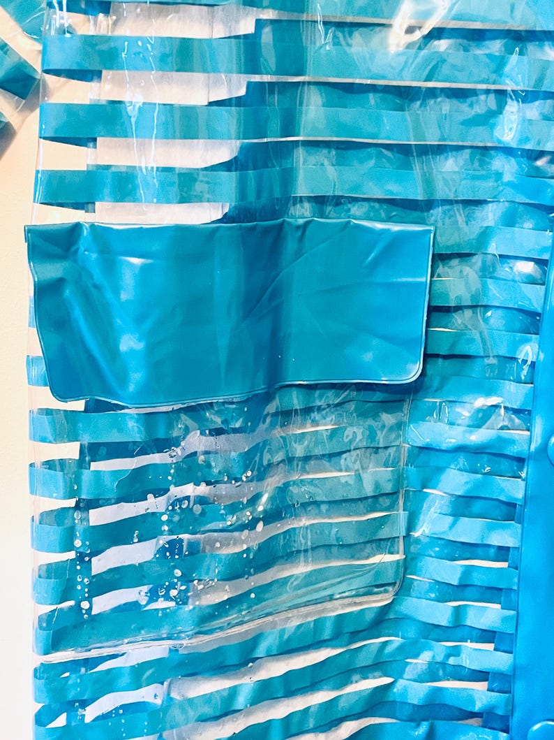 Vintage 70s Clear Blue Striped Vinyl Raincoat - Etsy