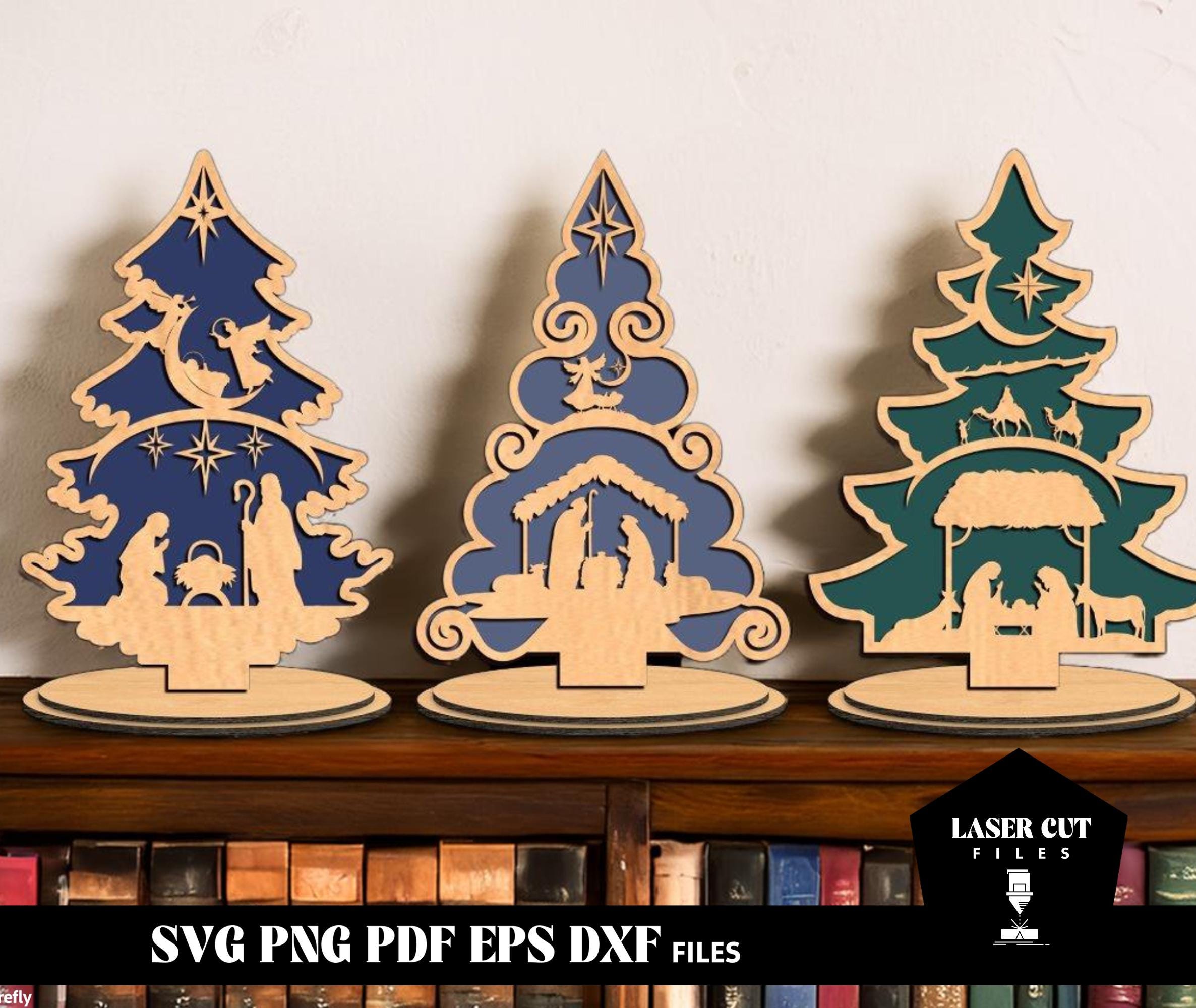 Nativity Christmas Tree Decor Laser Cut SVG, Nativity Stand SVG ...