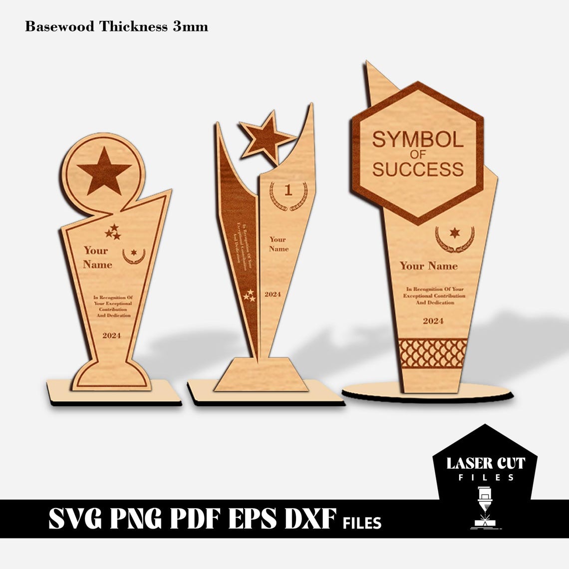 6 Different Designs Awards Trophy Laser Cut Bundle, Glowforge Laser Cut ...