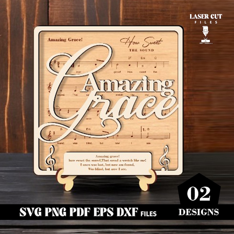 Amazing Grace Stand Decor Laser Cut SVG, Amazing Grace Ornament Files ...