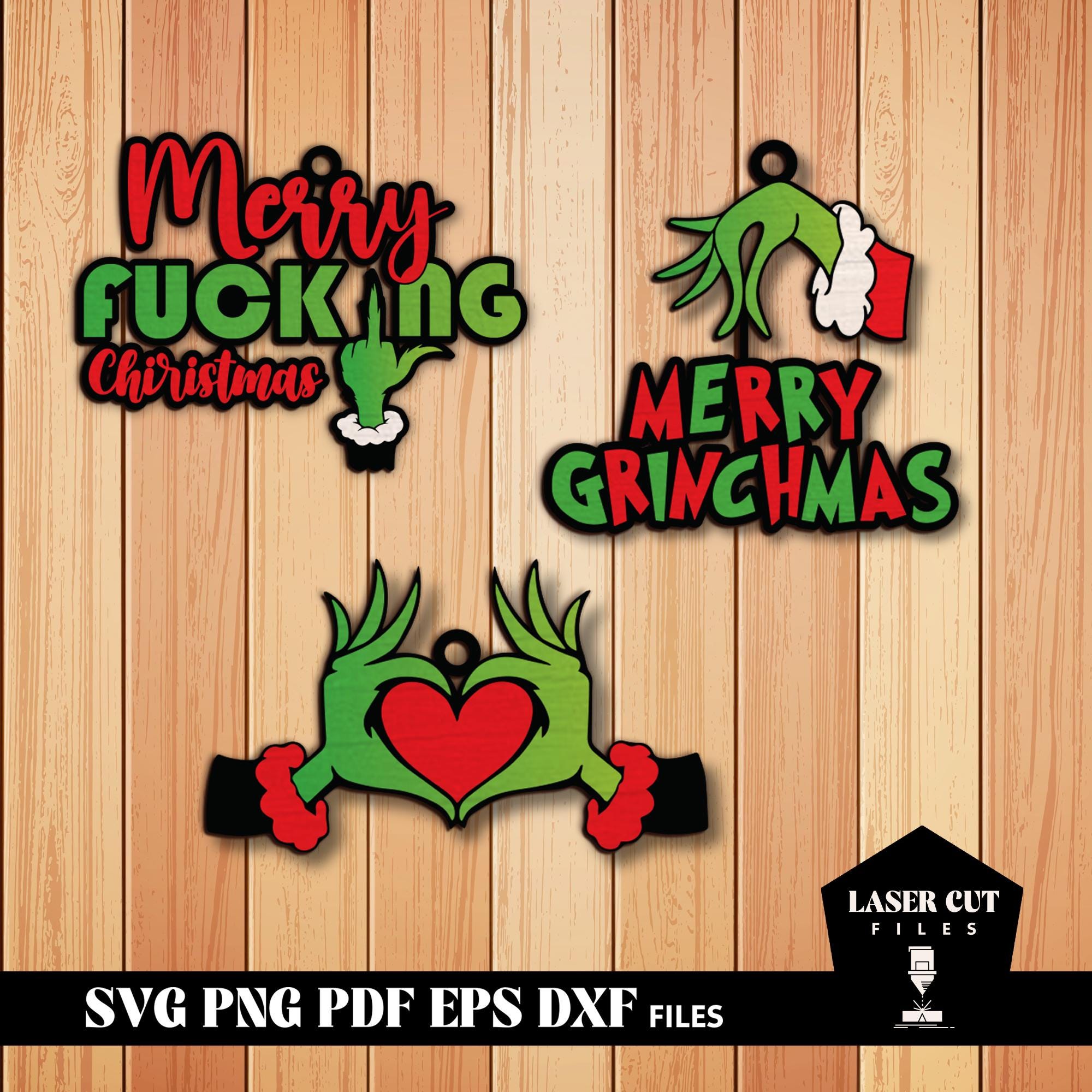 Grinch Face Ornament Laser Cut, Wood Christmas, Funny Merry Grinchmas ...