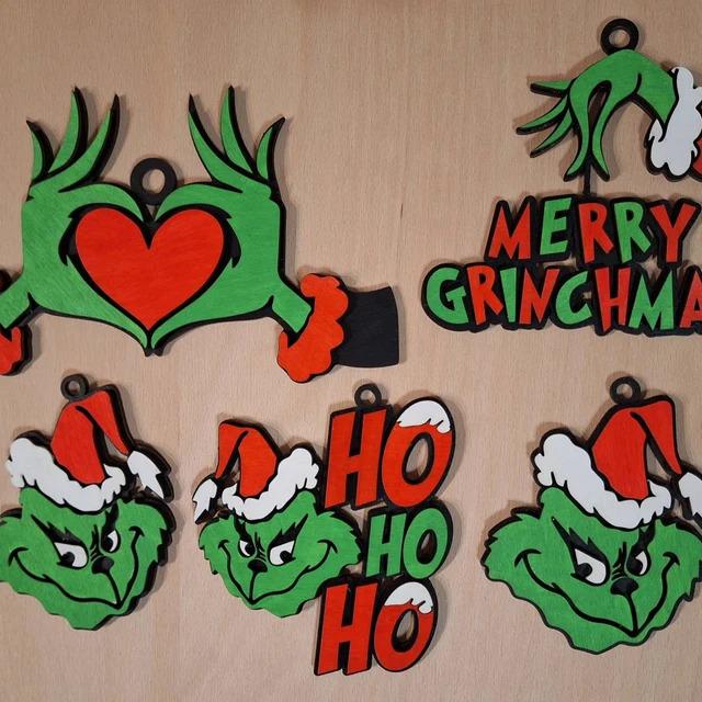 Grinch Face Ornament Laser Cut, Wood Christmas, Funny Merry Grinchmas ...