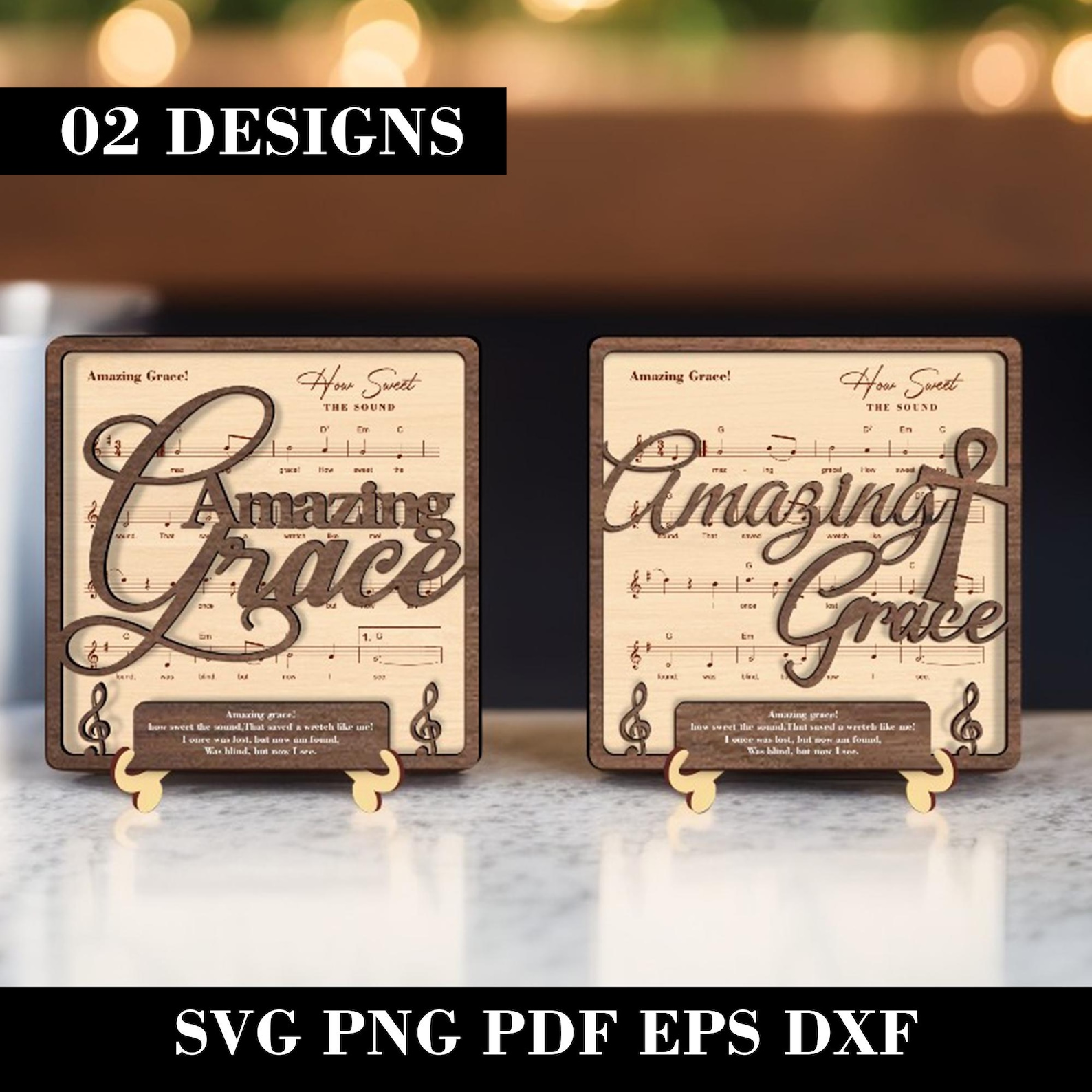 Amazing Grace Stand Decor Laser Cut SVG, Amazing Grace Ornament Files ...