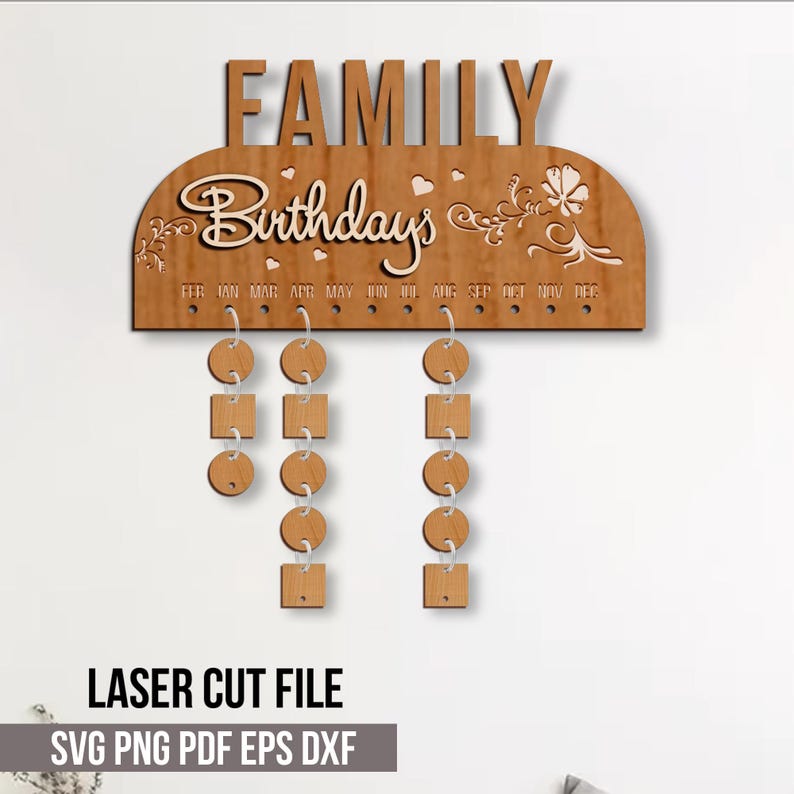 3D Family Birthday Sign Bundle, Hanging Family Bday Calendar Svg, Home ...