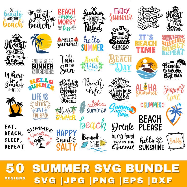 Summer SVG Bundle, Vacation Shirt Svg,boho Summer Svg,beach Svg Bundle ...