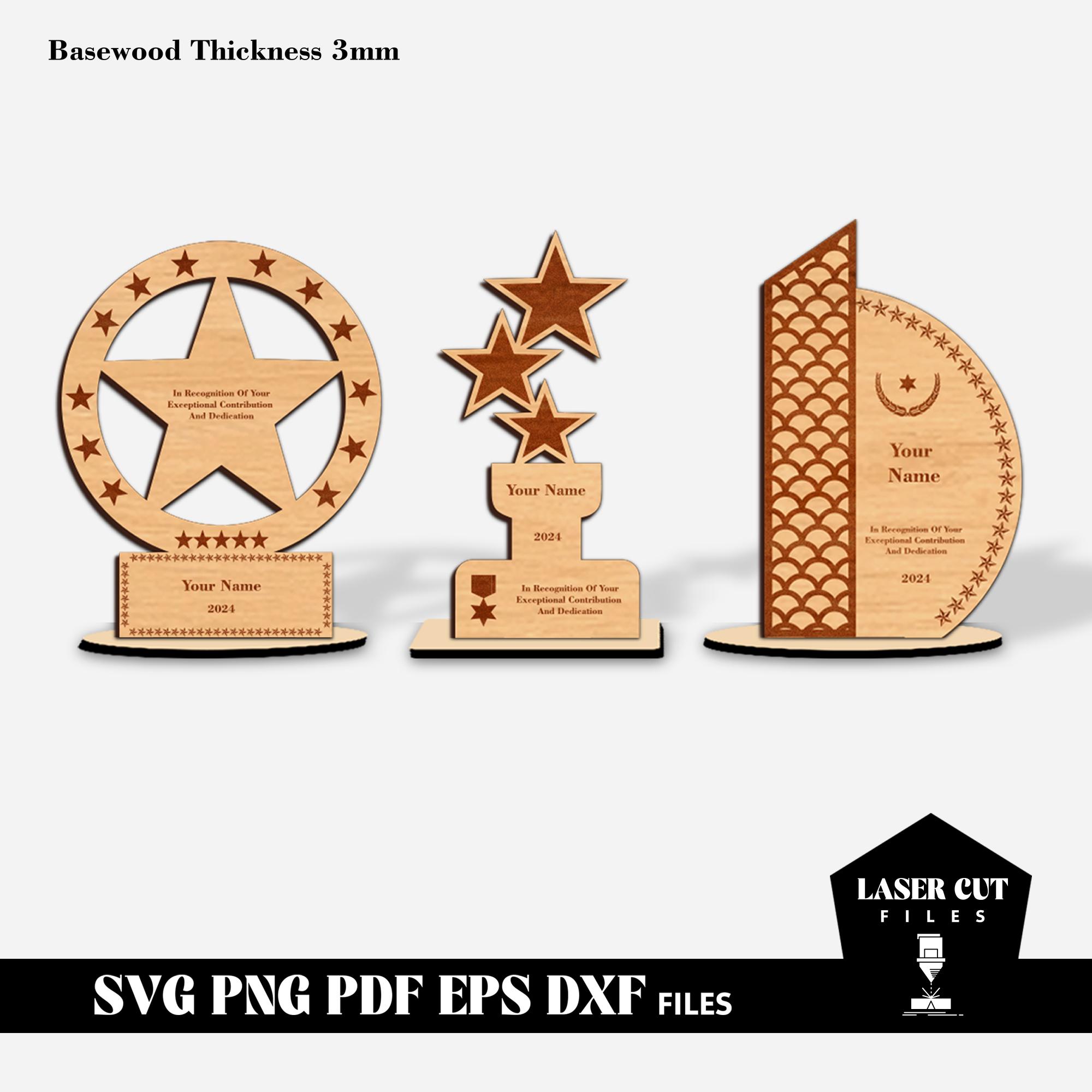 6 Different Designs Awards Trophy Laser Cut Bundle, Glowforge Laser Cut ...