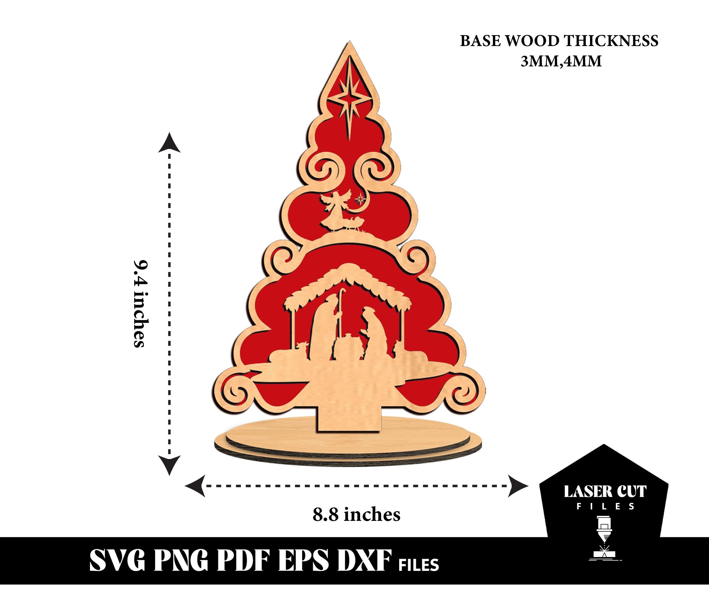 Nativity Christmas Tree Decor Laser Cut SVG, Nativity Stand SVG ...
