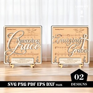 Amazing Grace Stand Decor Laser Cut SVG, Amazing Grace Ornament Files ...