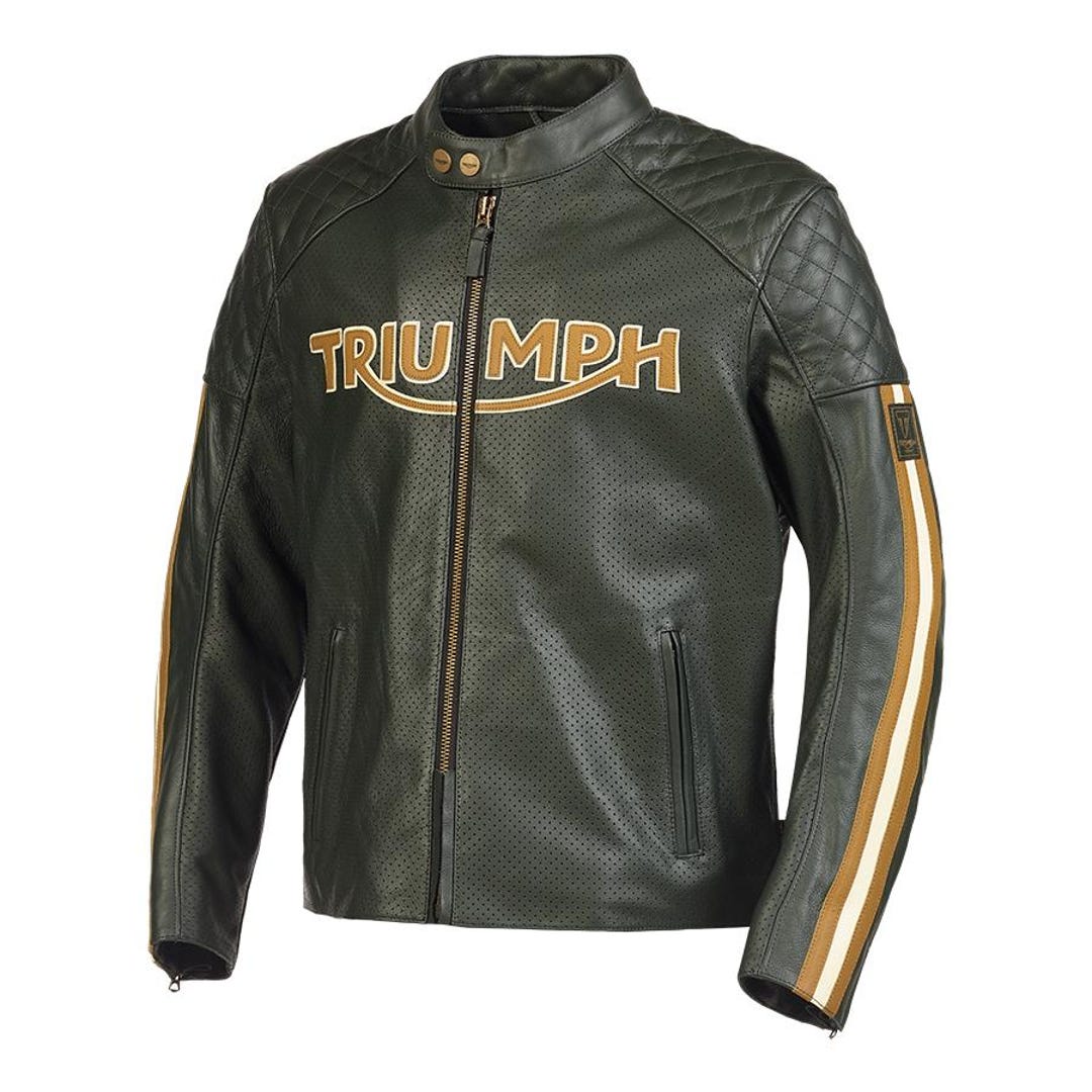 Triumph Braddan Black Air Race Leather Jacket, Motorcycle Leather ...