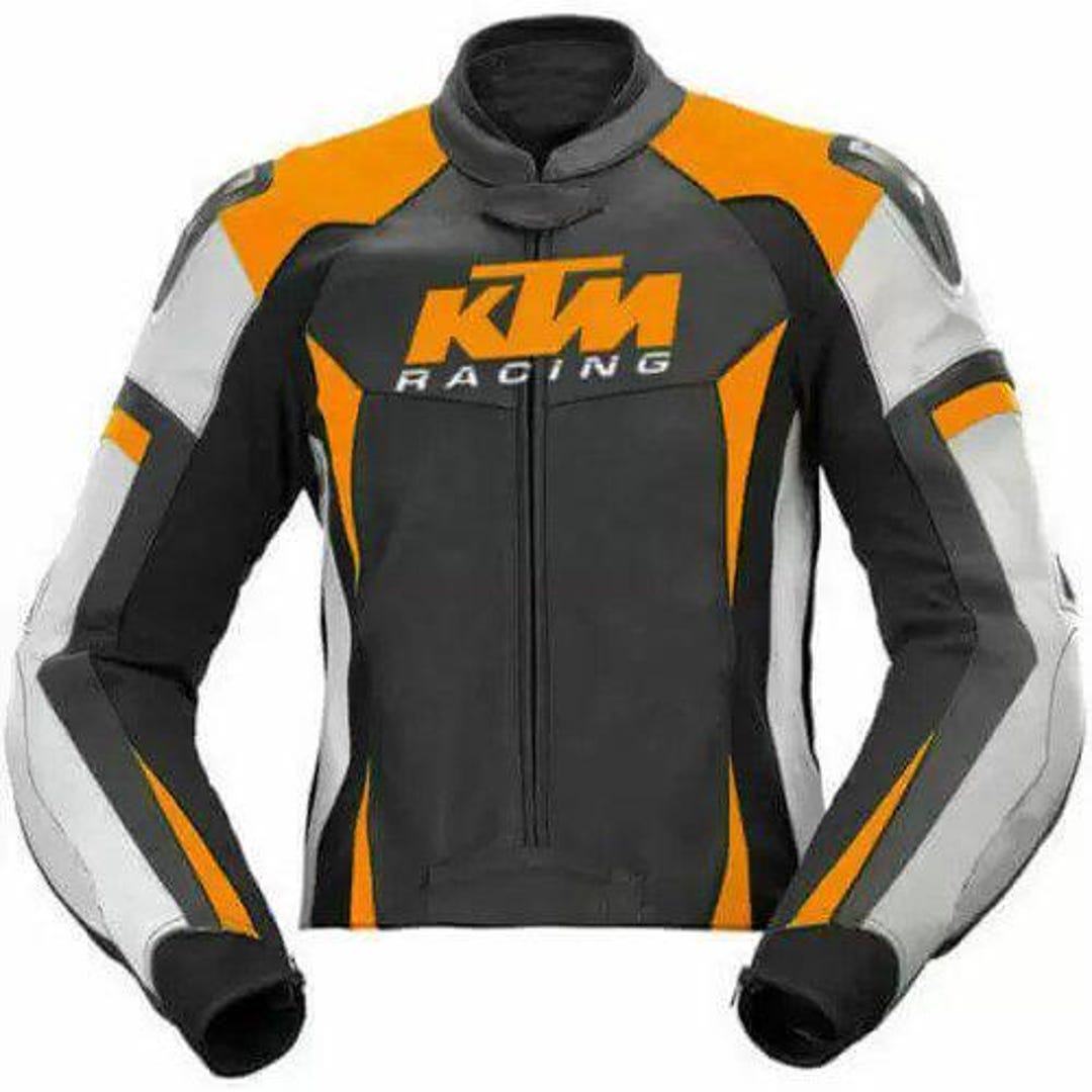KTM Motorcycle Black and Silver Racing Leather Jacket Motorbike Racing ...