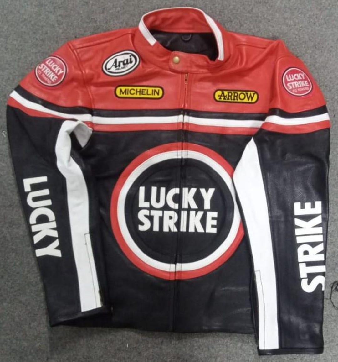 Vintage Lucky Strike Racing Jacket, Leather Vintage Jacket, Black and ...