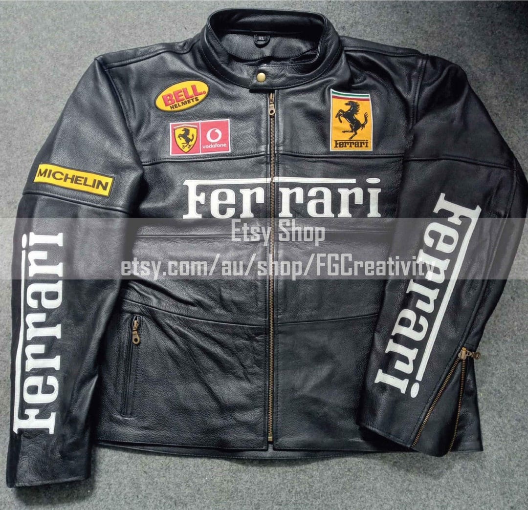Ferrari F1 Racing Jacket, Black Leather Jacket, Racing Gift's - Etsy