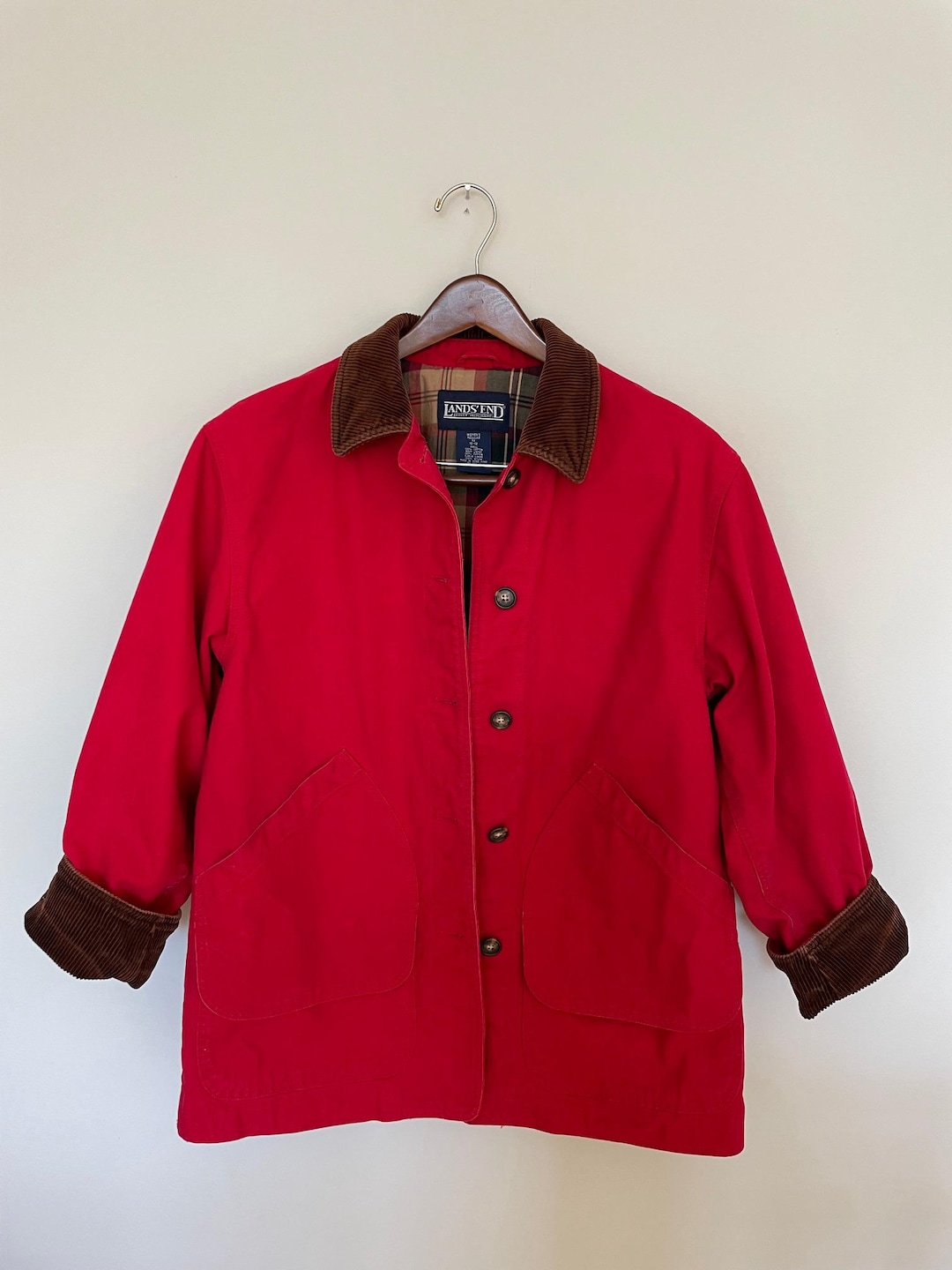 Vintage Lands End Red Chore Coat Barn Jacket - Etsy