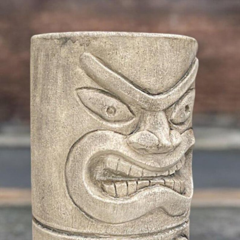 Concrete Tiki Totem Sculpture Tribal Stone Statue Polynesian Face Decor ...