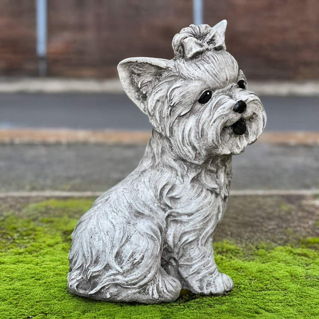 Cute Westie Dog Statue Concrete Dog Figurine Outdoor Terrier Yorkie ...