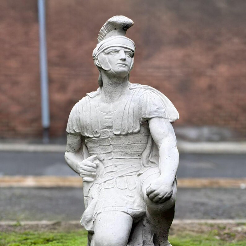Medieval Knight Statue Concrete Warrior Figurine Stone Memorial Soldier ...