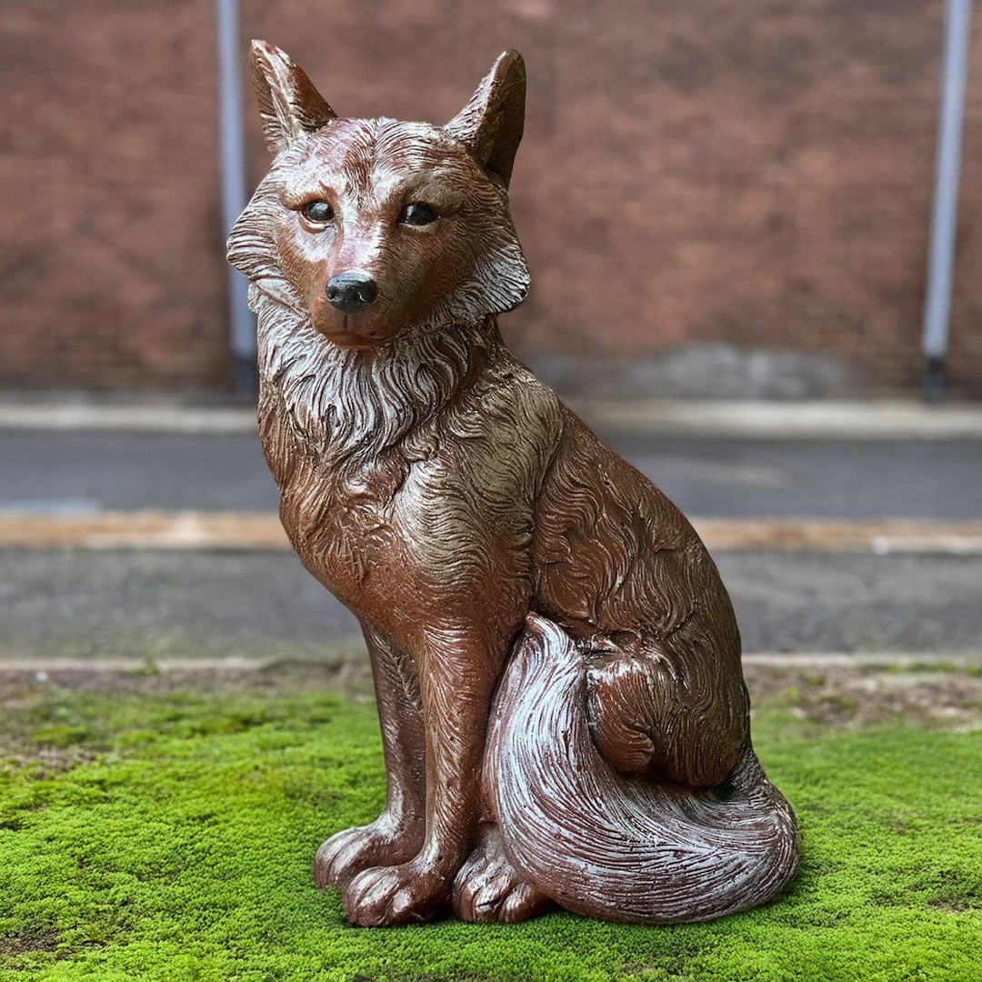 Garden Fox Statue Concrete Wild Animal Sculpture Stone Animal Figurine ...