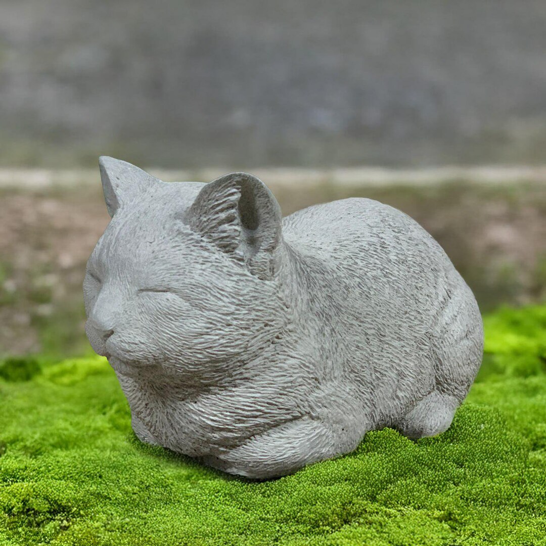Unique Cat Statue Stone Garden Cat Decor Outdoor Kitten Figurine Cement ...