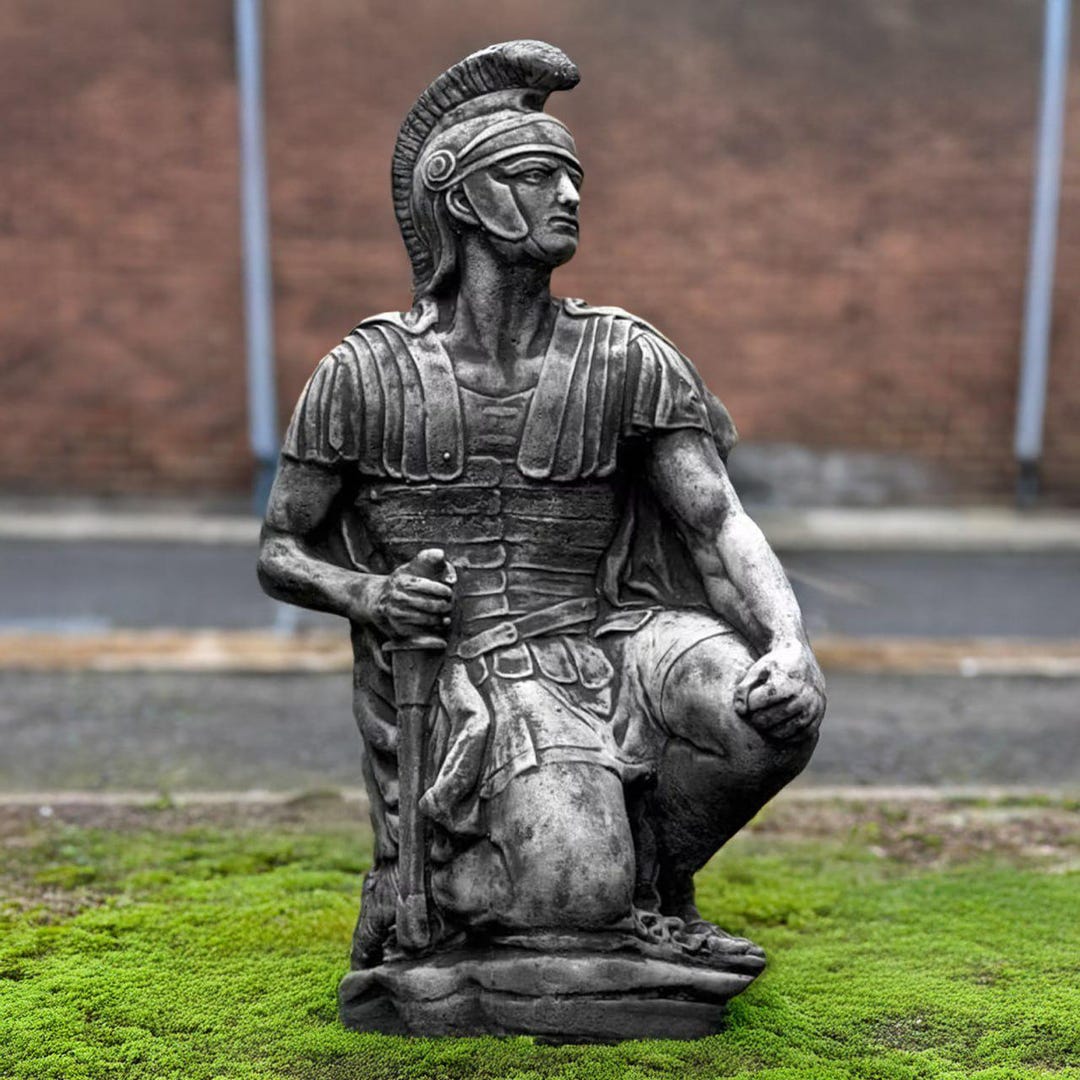 Stone Warrior Sculpture Concrete Medieval Knight Figurine Outdoor ...